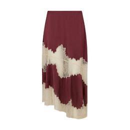 Lily & Lionel Midirock LILY AND LIONEL "Elenor Lace Insert Midi Skirt Damen", Damen, Gr. 42, burgundy, 100% Polyester, R&ouml;cke