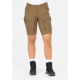 Shorts WHISTLER "Kodiak", Damen, Gr. 50, EURO-Gr&ouml;&szlig;en, gelb, braun, 94% Nylon, 6% Elasthan, mehrfarbig, kurz, Hosen Shorts, mit 4-Wege-Stretch-Material