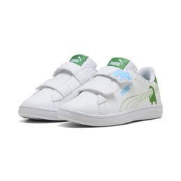 Sneaker Puma "Smash 3.0 Dino Sneakers Kinder", Damen, Gr. 27,5, wei&szlig; gr&uuml;n fruit vibrant blau, Obermaterial: Textil, Synthetik. Futter: Textil. Innensohle: Textil. Laufsohle: Gummi, Schuhe Sneaker