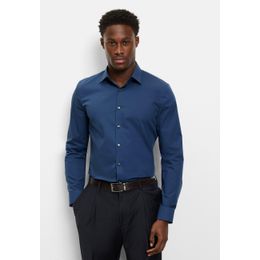 Businesshemd OLYMP "OLYMP No. Six, super slim, Urban Kent", Herren, Gr. 37, Normaler Arm, blau (rauchblau), 97% Baumwolle, 3% Elastolefin, Hemden