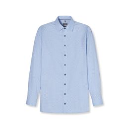 Businesshemd OLYMP "OLYMP Luxor, comfort fit, Under-Button-down", Herren, Gr. 40, Normaler Arm, bleu, 100% Baumwolle, Hemden