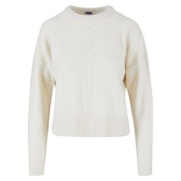 Sweater Urban Classics "Urban Classics Damen Ladies Cabel Knit Sweater", Damen, Gr. L, sand, 73% Polyacryl, 27% Polyester, unifarben, Rundhals, Sweatshirts Sweater