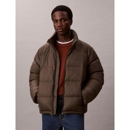 Steppjacke Calvin Klein "LS MDWT NYLON CHNNL DOWN PUFFER", Herren, Gr. XXL, beluga, Web, Obermaterial: 100% Polyamid, unifarben, regular fit normal, Rundhals, eingesetzt gerader Abschluss, Jacken Steppjacke, Mit Rundhalsaussschnitt, regular fit