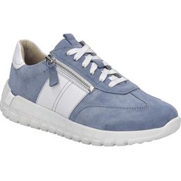 Keilsneaker Josef Seibel "Gabby 01", Damen, Gr. 38, slate blau, Leder, kontrastfarbene Details, Schuhe, Freizeitschuh, Halbschuh, Schn&uuml;rschuh in H-Weite (=sehr weit)