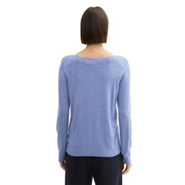Tom Tailor Damen Tom Tailor Longpullover mit Rippb&uuml;ndchen blau XL (42)