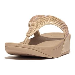 fitflop Damen Dianette &raquo;LULU CRYSTAL EMBELLISHED TOE-POST SANDALS - HOTFIX&laquo; Keilabsatz, Sommerschuh, Zehentrenner mit weichem Zehensteg beige 36