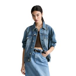 Marc O'Polo Jeansjacke MARC O'POLO DENIM "aus weichem Lyocell-Bio-Baumwolle-Mix", Damen, Gr. XXS, medium blau, Obermaterial: 80% Lyocell, 20% Baumwolle, unifarben, oversize, Manschette, Jacken Jeansjacke