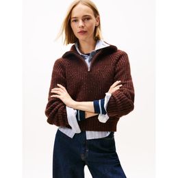 Tommy Jeans Damen Troyer &raquo;TJW NEP 1/4 ZIP SWEATER&laquo; braun M (38)