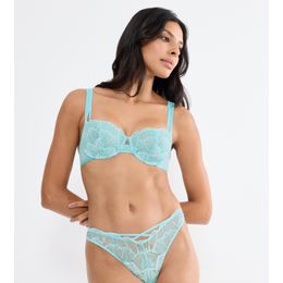B&uuml;gel-BH Triumph "Palina Moonlight Kiss", Damen, Gr. 75, Cup H, capri blau, Spitze, Obermaterial: 79% Polyamid, 21% Elasthan, BHs B&uuml;gel-BH, Triumph x Palina Rojinski, mit Spitze und Glitzergarn