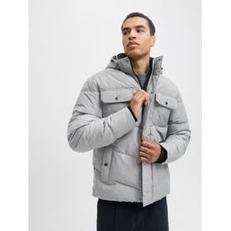 Jack & Jones Steppjacke JACK & JONES "JJMORGAN PUFFER JACKET", Herren, Gr. XS, grau (light grau melange), Web, Obermaterial: 100% Polyester, meliert, regular fit normal, Jacken Steppjacke