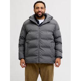 Jack & Jones PlusSize Steppjacke "JJESOHO PUFFER HOOD SN PLS", Herren, Gr. 3XL, grau (castlerock), Web, Obermaterial: 100% Polyester, JACK & JONES PLUSSIZE, unifarben, regular fit, hoch geschlossener Ausschnitt, Jacken Steppjacke