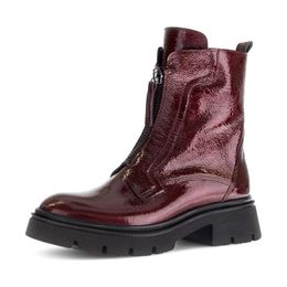 Stiefelette Gabor, Damen, Gr. 40, bordeaux, Lackleder, gl&auml;nzend, Schuhe Stiefelette, Blockabsatz, Boots, mit Front-Rei&szlig;verschluss