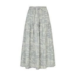 Midirock RAFFYA "Bonnie Shirred Waist Warhol Print Midi Skirt Damen", Damen, Gr. 42, blau, 100% Baumwolle, R&ouml;cke