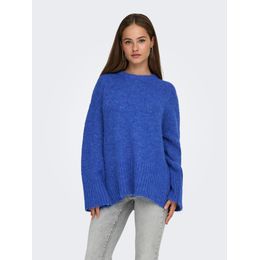 Rundhalspullover Only "ONLMAGGIE LIFE LS LOOSE ONEK CC KNT", Damen, Gr. S, surf the web detail:melange, Strick, Obermaterial: 70% Polyester, 21% Nylon, 8% Wolle, 1% Elasthan, meliert, regular fit, Rundhals, Rippb&uuml;ndchen, Pullover Rundhalspullover