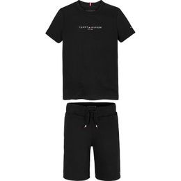 Tommy Hilfiger Jungen T-Shirt & Shorts &raquo;ESSENTIAL SET&laquo; Set, 2er, 2 Stk. mit Logoschriftzug schwarz 74