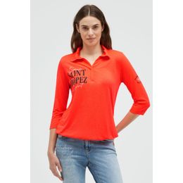 Poloshirt SOCCX, Damen, Gr. S, rot neon, Piqu&eacute;, Material: 100% Polyester, bedruckt, regular fit normal, V-Ausschnitt, eingesetzt gerader Abschluss, Shirts, mit Gummizug im Saum