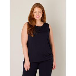 Base Level Curvy Damen Longtop &raquo;Yasmina&laquo; Formgebendes B&uuml;ndchen am Saum blau 58 (60)