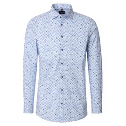 Businesshemd Venti "Venti Businesshemd Print", Herren, Gr. 43, Normalgr&ouml;&szlig;en, blau, 97% Baumwolle, 3% Elasthan, bedruckt, sehr figurbetont, Hemden