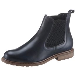 Chelseaboots Tamaris, Damen, Gr. 38, blau (nachtblau), Leder, Schuhe Chelseaboots, mit beidseitigem Stretcheinsatz