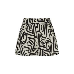 Shorts RAFFYA "Nicola Paperbag Waist Warhol Print Short Damen", Damen, Gr. 40, Normalgr&ouml;&szlig;en, schwarz, 100% Baumwolle, normal, Hosen Shorts