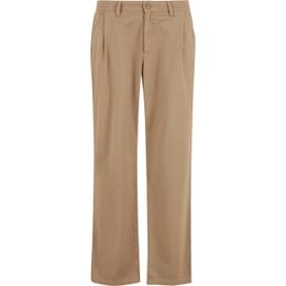 Stoffhose Urban Classics "Urban Classics Pleated Twill Pants", Herren, Gr. 32, Normalgr&ouml;&szlig;en, unionbeige, 100% Baumwolle, unifarben, loose fit, Hosen Stoffhose