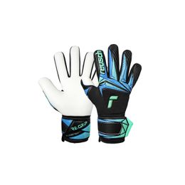 Torwarthandschuhe Reusch "Attrakt RE:GRIP NC", Damen, Gr. 9, schwarz, hellblau, 50% Latex, 33% Polyester, 3% Polyurethan, 3% Gummi, 1% Baumwolle, Handschuhe, mit zuverl&auml;ssigem Grip