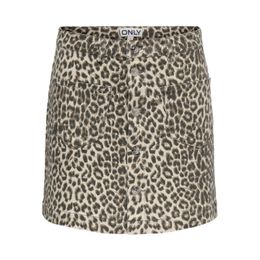 Minirock Only "ONLAMAZING HW LEO SKIRT PNT", Damen, Gr. L, cloud dancer aop:schwarz leo, Web, Obermaterial: 97% Baumwolle, 3% Elasthan, bedruckt, kurz, R&ouml;cke Minirock, Baumwollmischung, High Waist