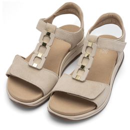 Keilsandalette Ara "OSAKA-S", Damen, Gr. 39, hellbeige, Veloursleder, unifarben, Basic, Schuhe, Keilabsatz, Riemchensandale mit High Soft-Funktion, H-Weite