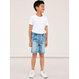 name it Herren Jeansshorts &raquo;NKMRYAN JOGGER DNM L SHOR&laquo; Baumwollmischung, elastisches B&uuml;ndchen, verstellbar blau 128, N-Gr