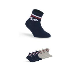 Fila Herren Kurzsocken &raquo;JUNIOR UNISEX QUARTER PLAIN SOCKS&laquo; 6 Stk. tlg. mit eingestricktem Logo im B&uuml;ndchen, Kindersocken blau 23-26