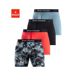 Bruno Banani Herren Langer Boxer Packung, 4er-Pack, 4 Stk. mit Palmendruck und unifarben aus Baumwollmischung bunt M (5), 4 Stk.