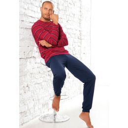 H.I.S. H.I.S Herren Pyjama 1 St&uuml;ck, 2 tlg. Schlafanzug mit garngef&auml;rbten Streifen rot 44/46 (S)