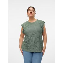 Vero Moda Curve Damen Spitzenshirt &raquo;VMCTASSA SL FRILL TOP NOOS CUR&laquo; Materialmix, loose fit M