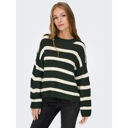 Jacqueline de Yong Jdy Damen JDY Strickpullover &raquo;JDYJUSTY L/S STRIPE PULLOVER KNT NOOS&laquo; gr&uuml;n S