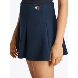 Tommy Jeans Damen Minirock &raquo;TJW PIQUE BADGE F&F SKIRT EXT&laquo; mit Logo-Badge, Pique-Qualit&auml;t, Fit & Flare blau L (40)