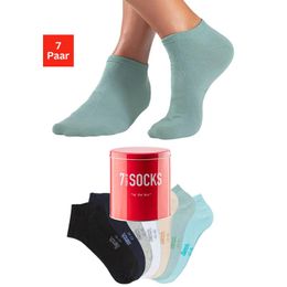 Bench. Damen Sneakersocken Dose, 7 Paar tlg. verpackt in der Dose schwarz 39-42