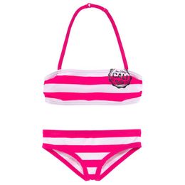Bench. M&auml;dchen Bandeau-Bikini mit trendigen Streifen pink 146/152, N-Gr