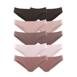 Petite Fleur Damen Petite Fleur Bikinislip 10er-Pack, aus elastischer Baumwolle beige 32/34