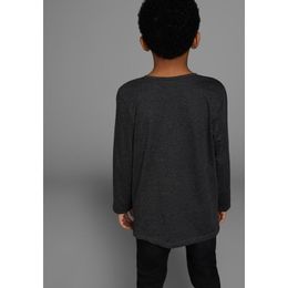 Kidsworld Jungen Kidsworld Langarmshirt &raquo;ZU FR&Uuml;H, ZU M&Uuml;DE, ZU MONTAG&laquo; Langarm, Basic-Passform, mit stylischem Druck, Rundhalsausschnitt grau 164/170
