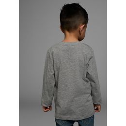Kidsworld Jungen Kidsworld Langarmshirt &raquo;WER BREMST, VERLIERT!&laquo; Langarm, dehnbares Material, aus Baumwolle und Viskose grau 140/146