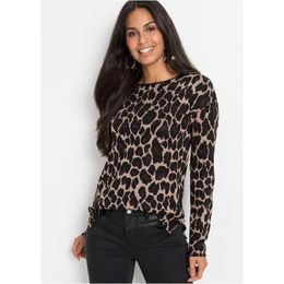 bonprix Damen bonprix Strickpullover Jacquard-Strick, mit Viskose-Anteil, Langarm, Loose Fit 36/38 (S)