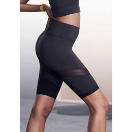 active by Lascana Lascana Active Damen LASCANA ACTIVE Radlerhose mit modischen Mesh-Eins&auml;tzen schwarz XS (32/34), N-Gr