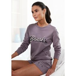 Bench. Loungewear Damen Sweatshirt, mit Logodruck und Stickerei, Loungewear lila 32/34