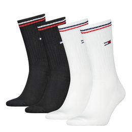 Tommy Hilfiger Herren Socken &raquo;TH UNI TJ SOCK 4P ICONIC&laquo; 4 Paar, Logo am B&uuml;ndchen schwarz-wei&szlig; 39-42
