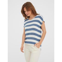 V&eacute;ro Moda Vero Moda Damen Kurzarmshirt &raquo;VMWIDE STRIPE SL TOP GA JRS NOOS&laquo; Viskosemischung blau M