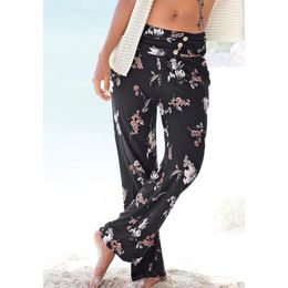 Lascana Damen Lascana Strandhose mit Taschen und Zierkn&ouml;pfen, Jerseyhose, elastisch bunt 36, N-Gr