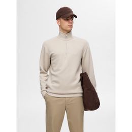 Selected Herren Selected Sweatshirt &raquo;SLHEMANUEL SOFT ZIP HIGH NECK SWEAT NOOS&laquo; beige XXL