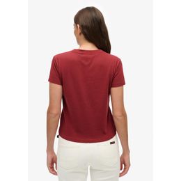 Superdry Damen Kurzarmshirt &raquo;SU-ESSENTIAL LOGO 90'S T SHIRT&laquo; angenehmes Tragegef&uuml;hl durch besonders weiche Haptik rot L