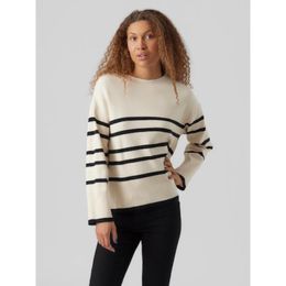 V&eacute;ro Moda Vero Moda Damen Rundhalspullover &raquo;VMSABA LS O-NECK STRIPE PULLOVER GA NOOS&laquo; mit Streifenmuster schwarz L