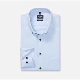 OLYMP Herren OLYMP Langarmhemd &raquo;Luxor modern fit&laquo; modern fit, Businesshemd, Button-down-Kragen blau 44, N-Gr